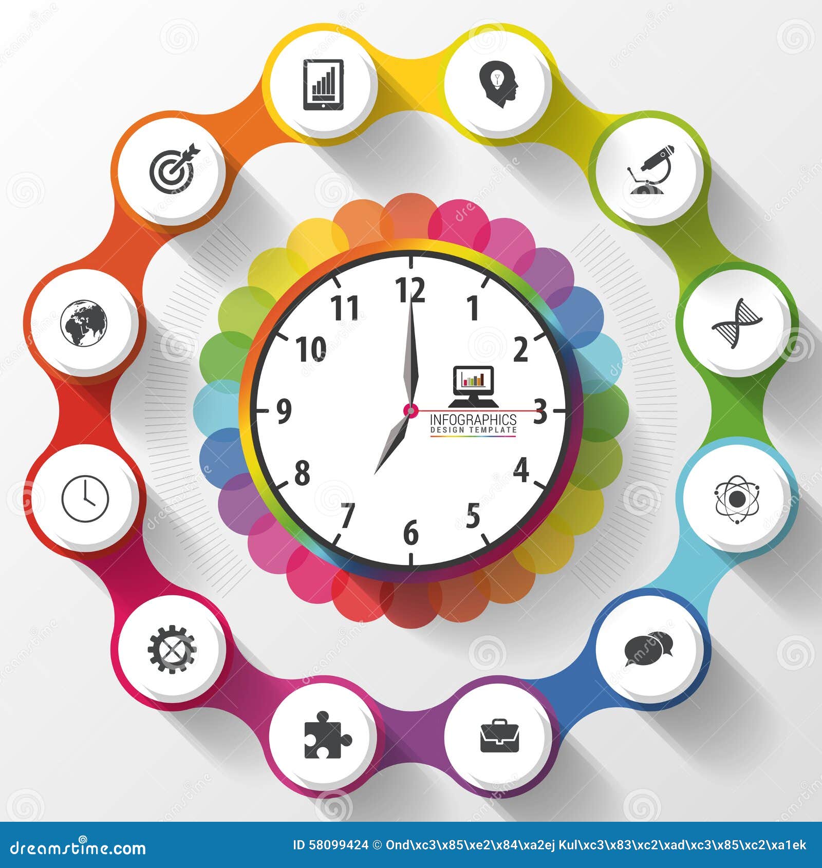 Modern Work Time Management Planning. Colorful Infographics Stock ...