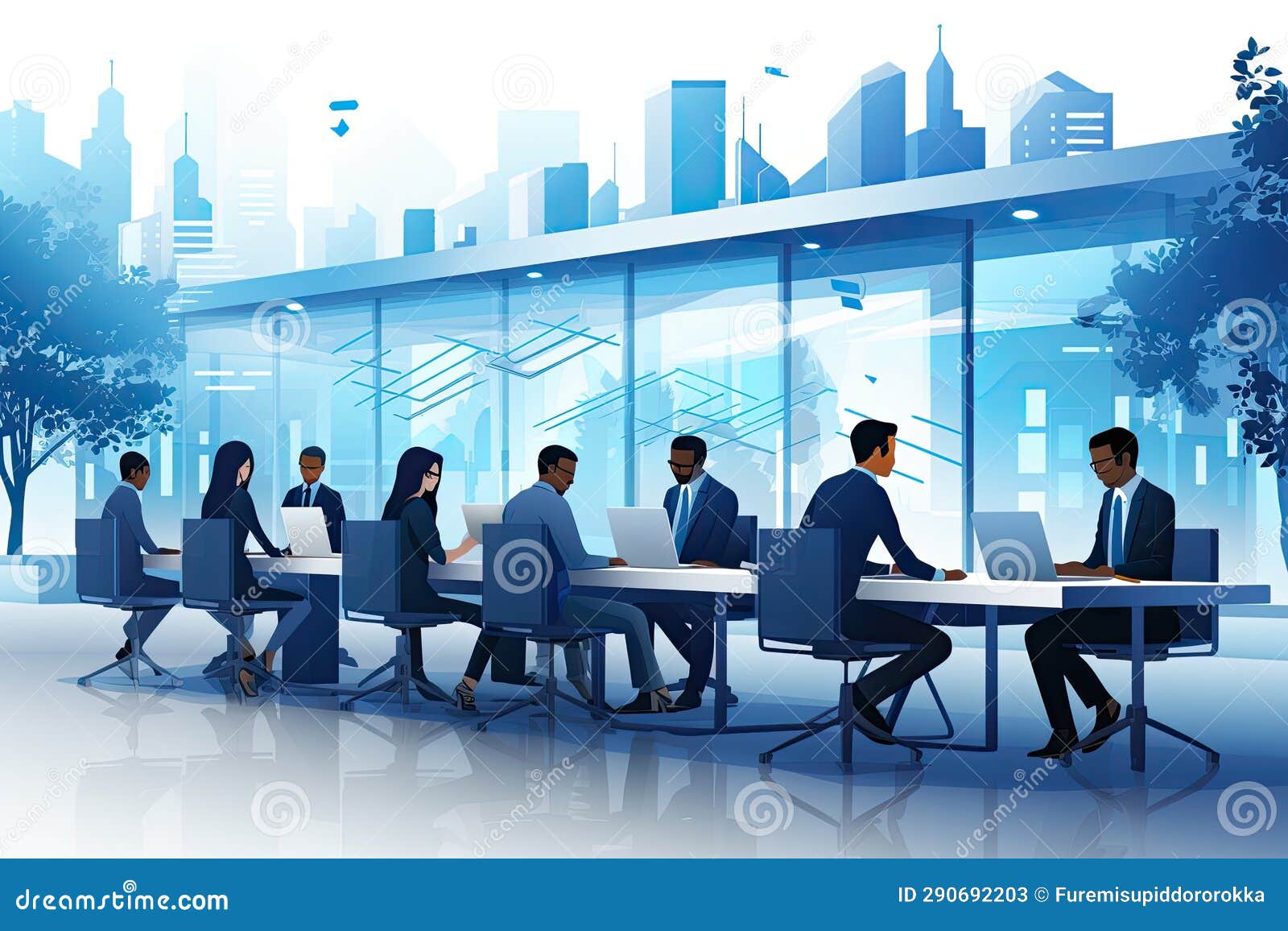 Modern Workflow Business People in a Meeting with Laptops and Documents ...