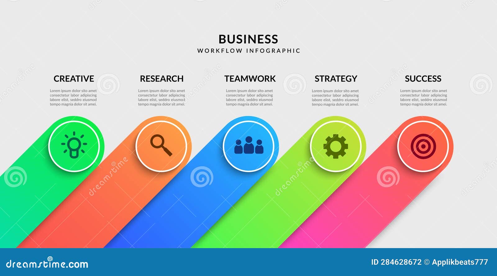 Modern Workflow Infographic Template, Business Process Graphic with ...