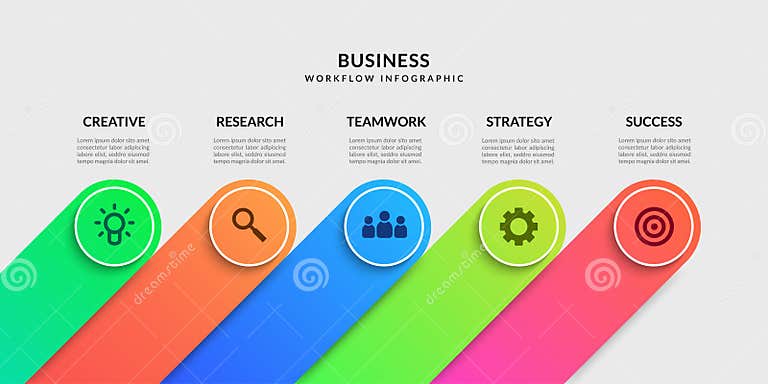 Modern Workflow Infographic Template, Business Process Graphic with ...
