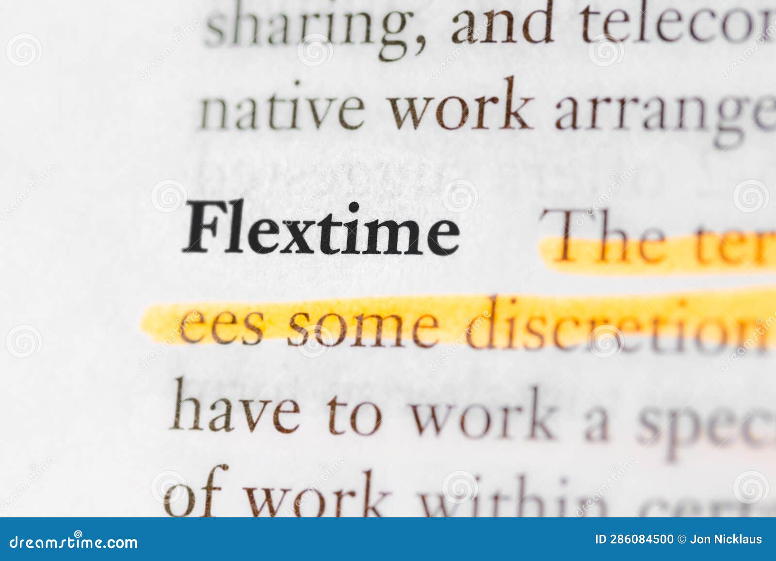 Modern Workforce Benefit Term, Flextime Focused in Closeup of ...