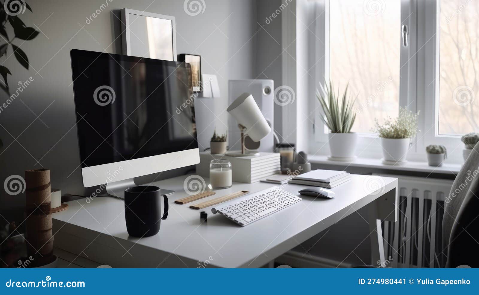 Modern Working Desk. Illustration AI Generative Stock Illustration ...