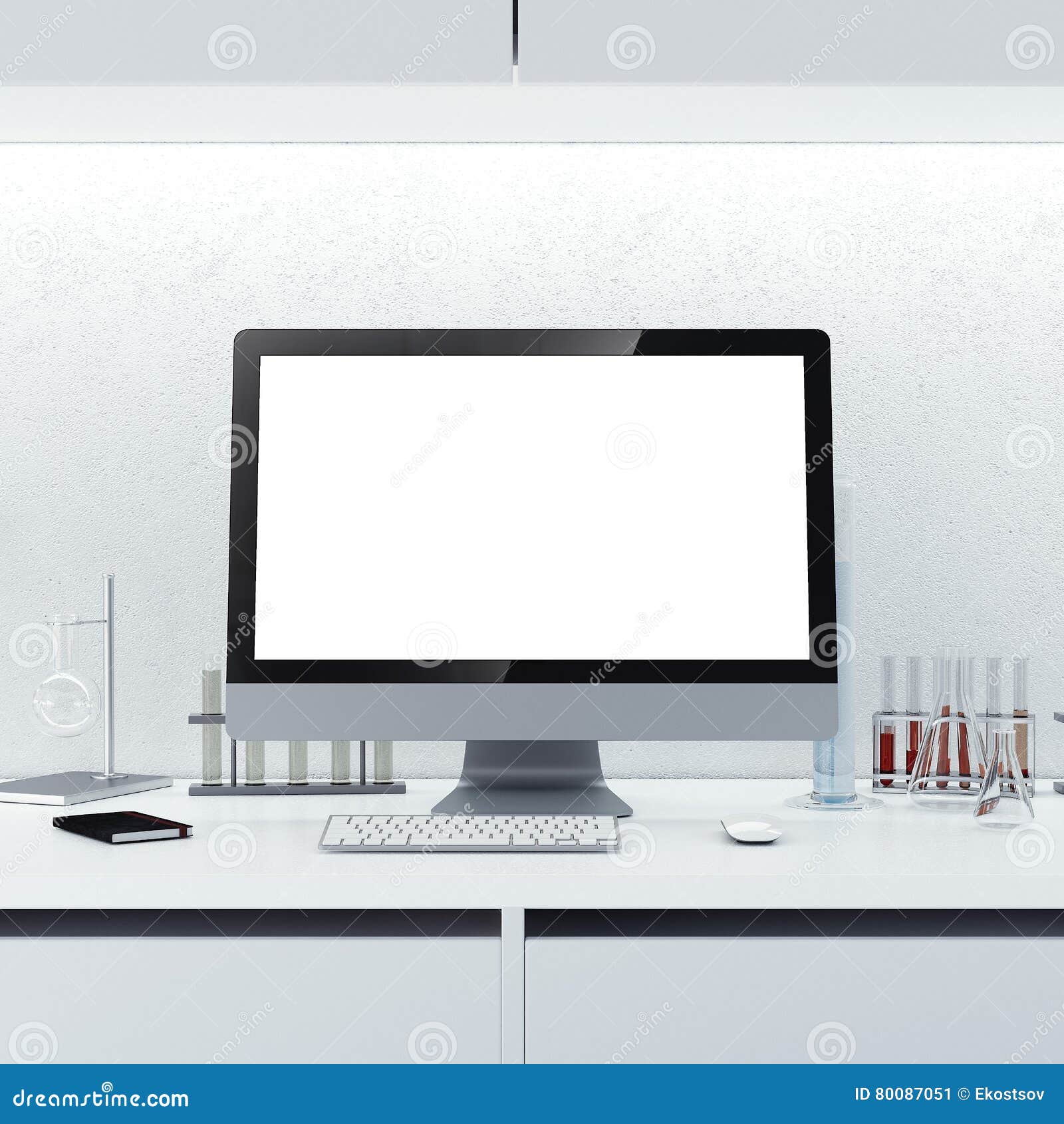 Modern Workplace in a Clean Laboratory . 3d Rendering Stock Image ...