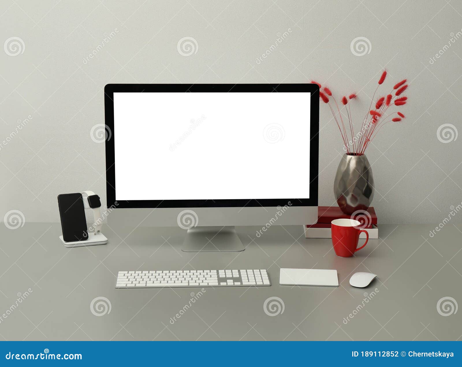 Workplace with Computer and Charging Devices. Interior Design Stock ...