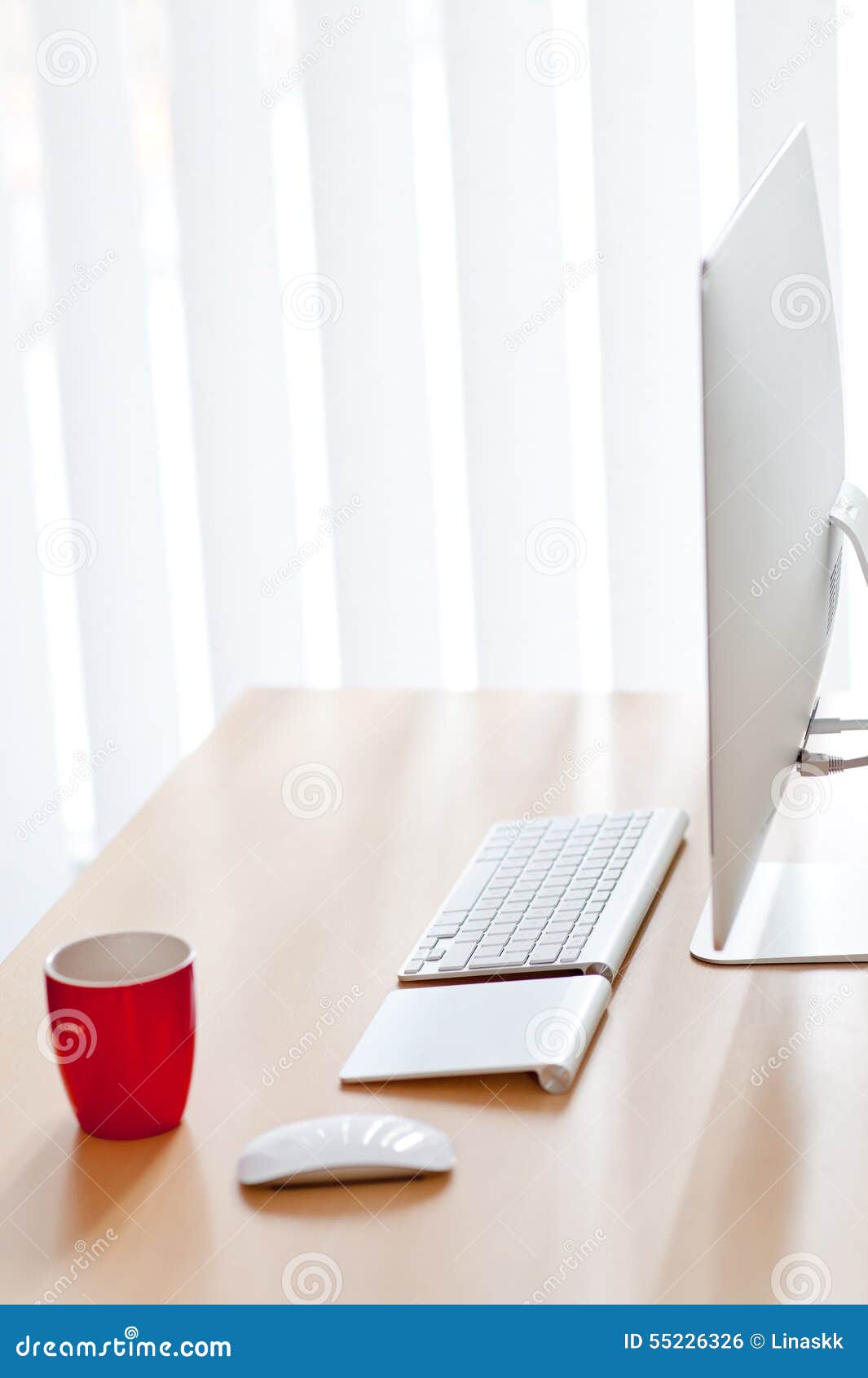 Modern Workplace with Computer Desk Stock Photo - Image of space ...