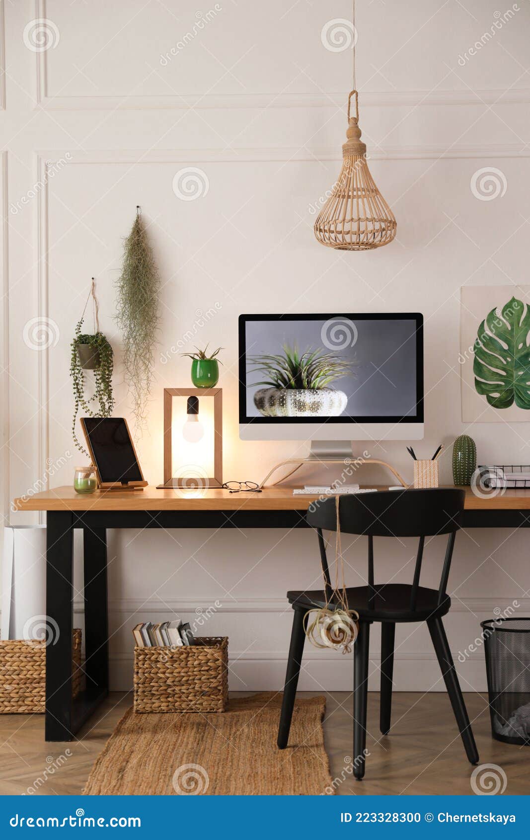 Modern Workplace with Computer in Room. Interior Stock Photo - Image of ...