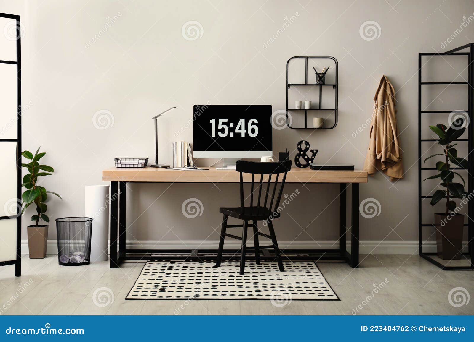 Modern Workplace with Computer in Room. Interior Design Stock Photo ...