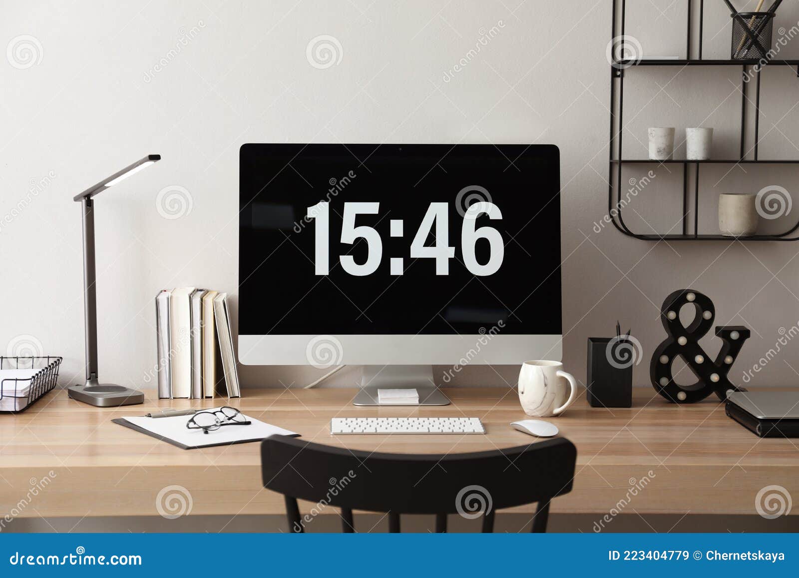 Modern Workplace with Computer in Room. Interior Design Stock Image ...