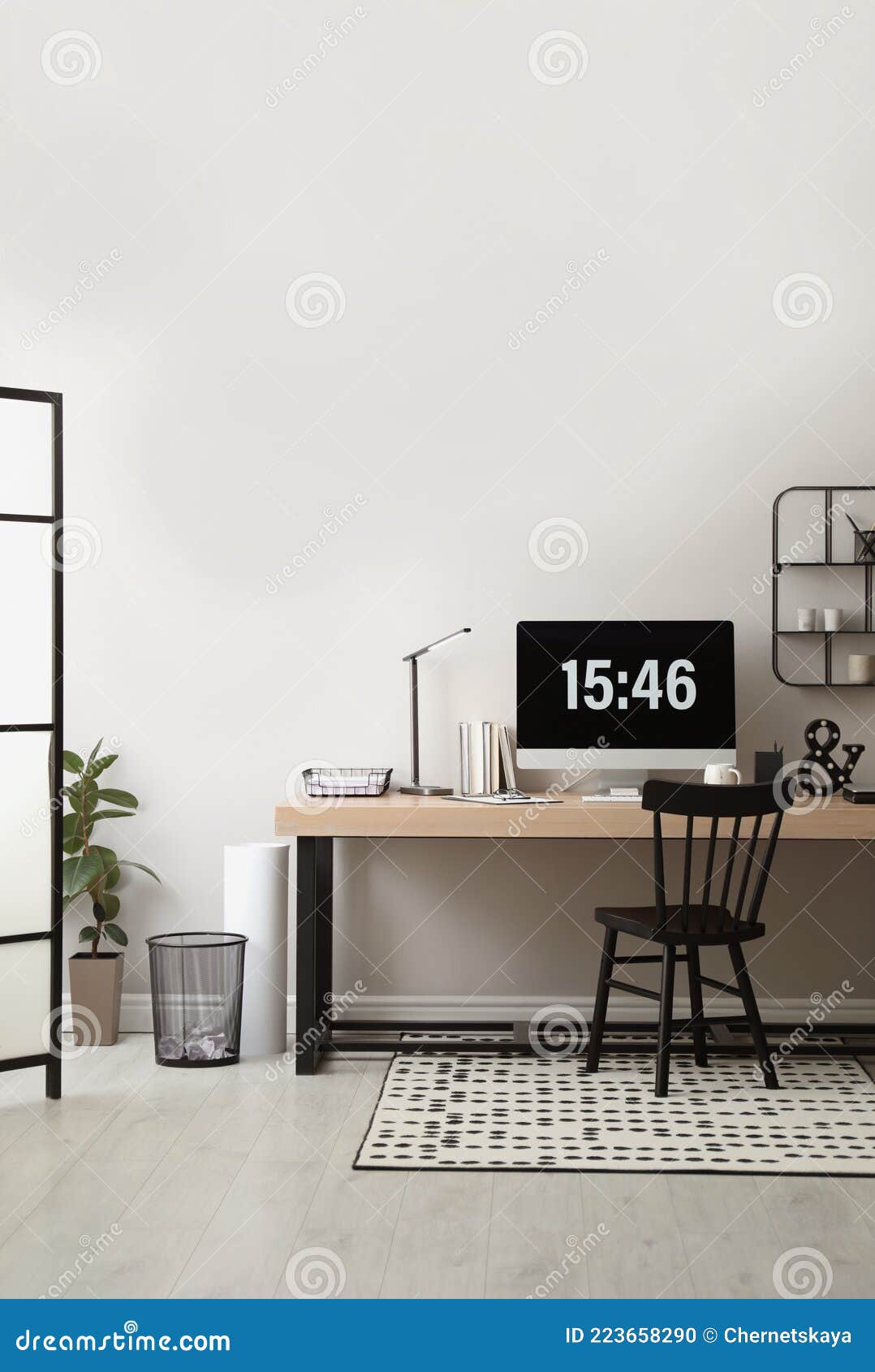 Modern Workplace with Computer in Room. Interior Stock Photo - Image of ...