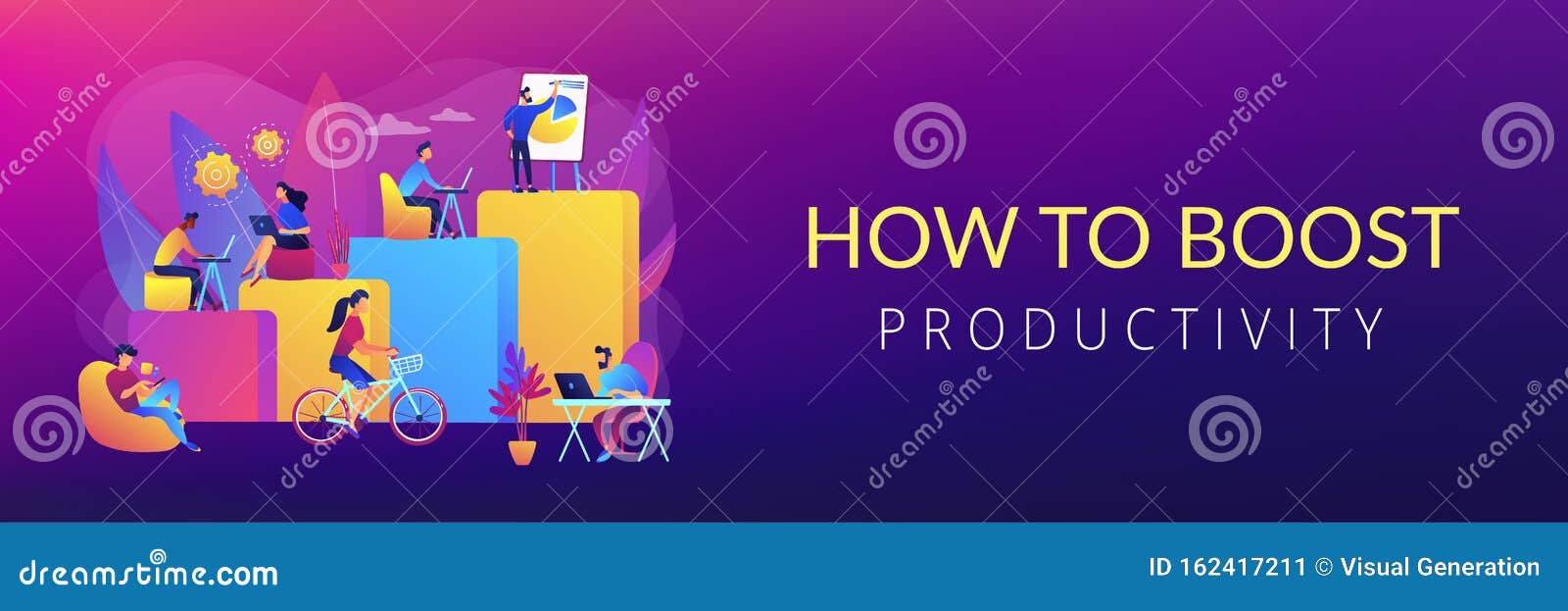 Modern Workplace Concept Banner Header Stock Vector - Illustration of ...