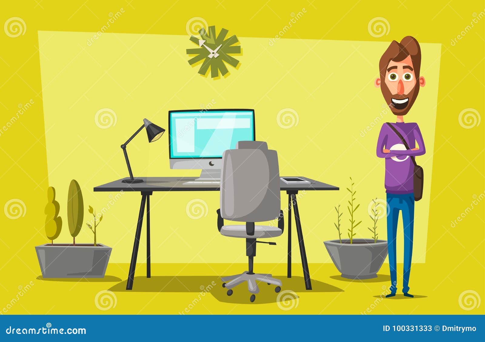 Modern Workplace. Creative Character. Office Work Stock Vector ...
