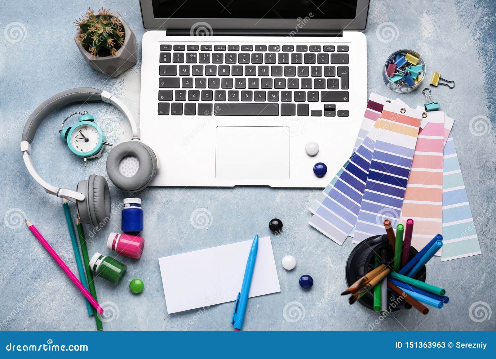 Modern Workplace of Designer, Top View Stock Image - Image of computer ...