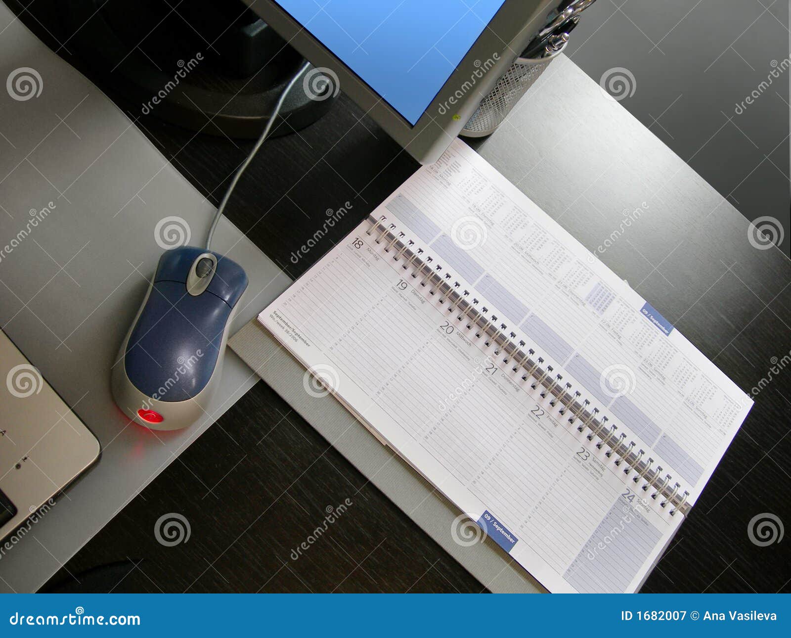 Modern Workplace. Desktop, Computer, Note-book Stock Image - Image of ...