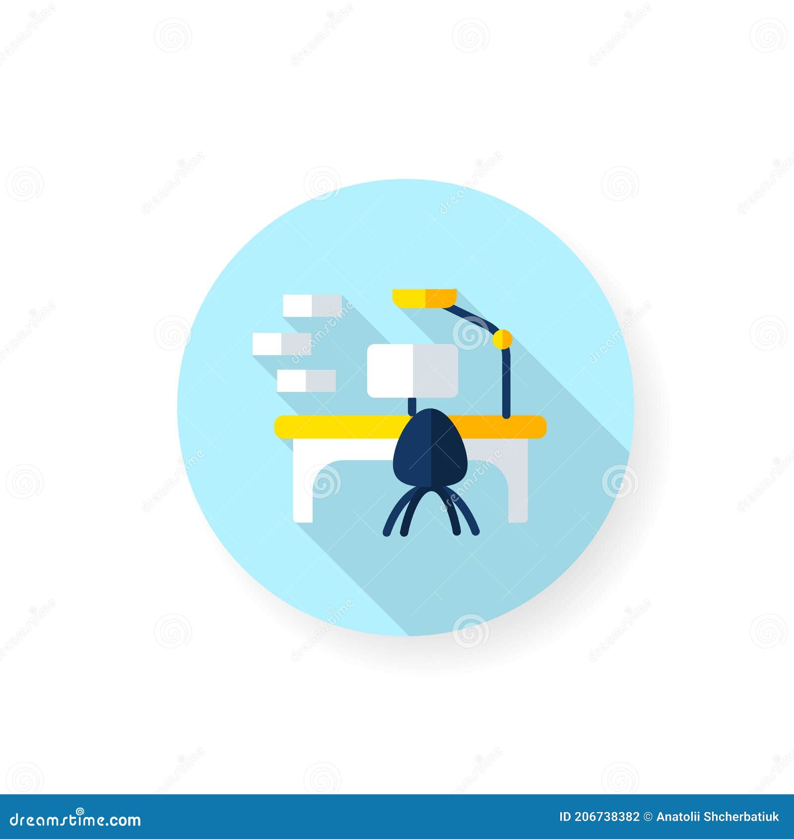 Modern workplace flat icon stock illustration. Illustration of ...