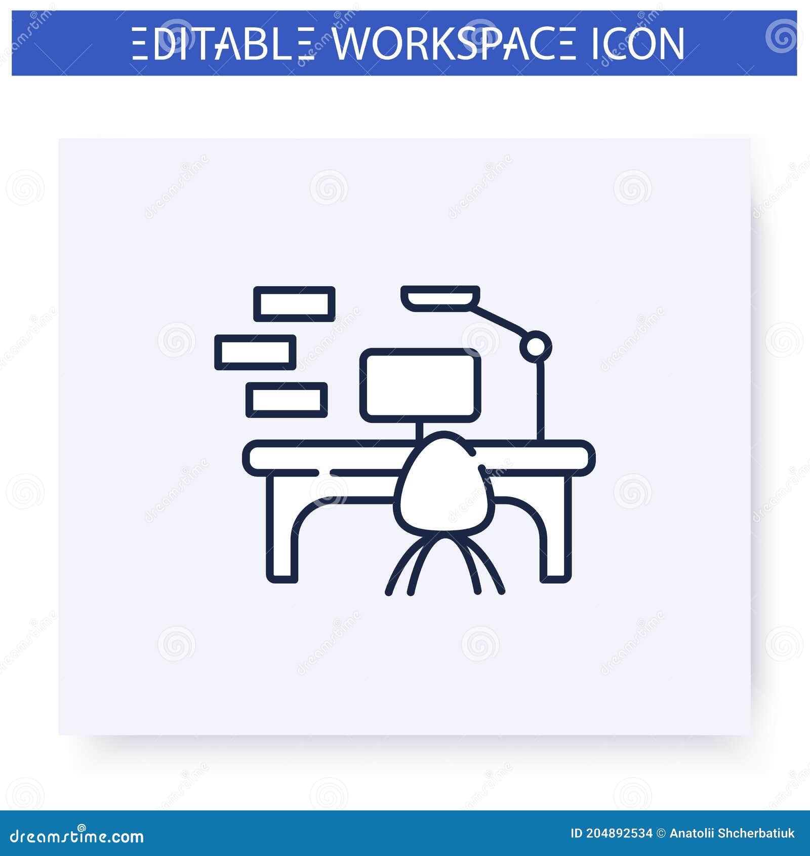 Modern Workplace Line Icon. Editable Illustration Stock Vector ...