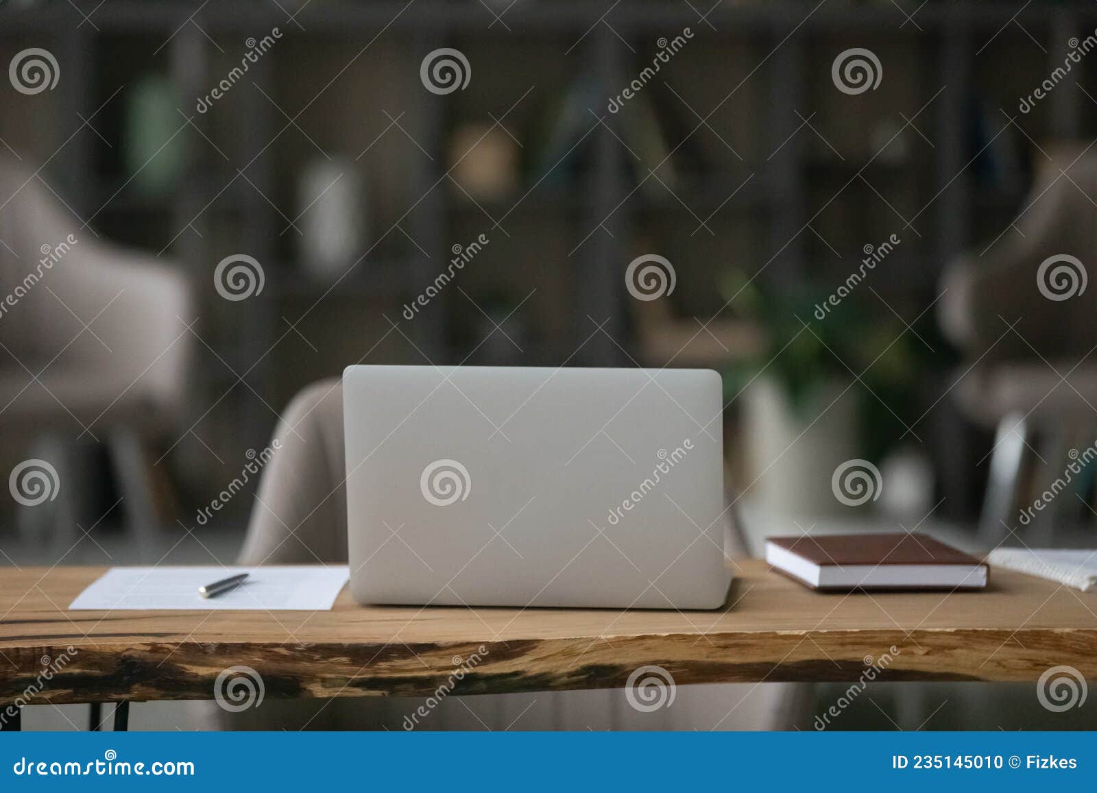 Modern Workplace without People with Laptop and Diary on Table Stock ...