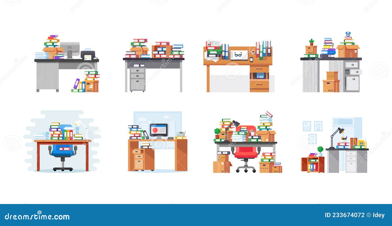 Messy Corporate Business Office With Cluttered Desks Royalty-Free ...