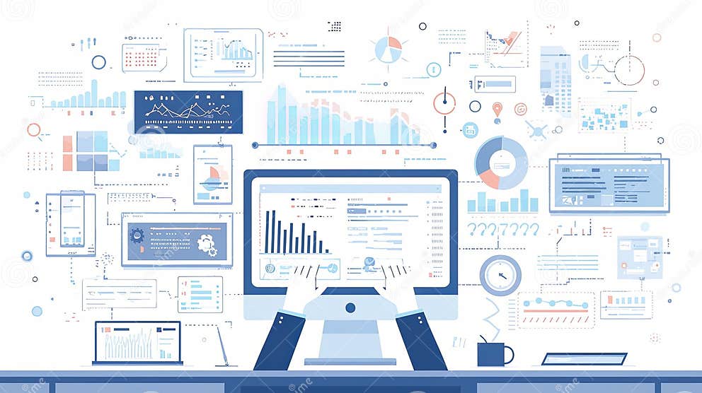 Modern Workplace Showing Data and Analytics Visualization with ...