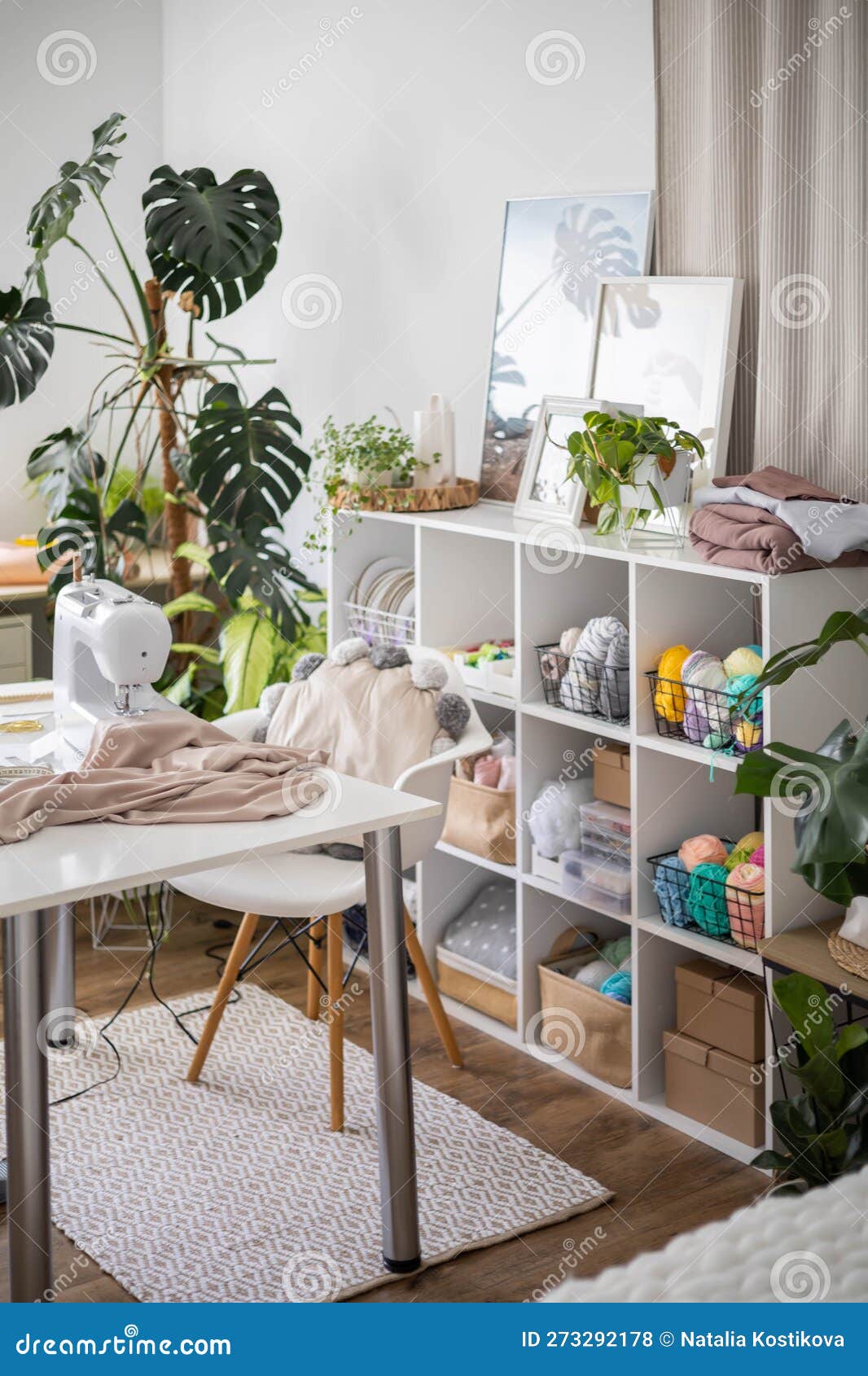 Modern Workplace of Tailor Textile Craft Designer Table with Sewing ...