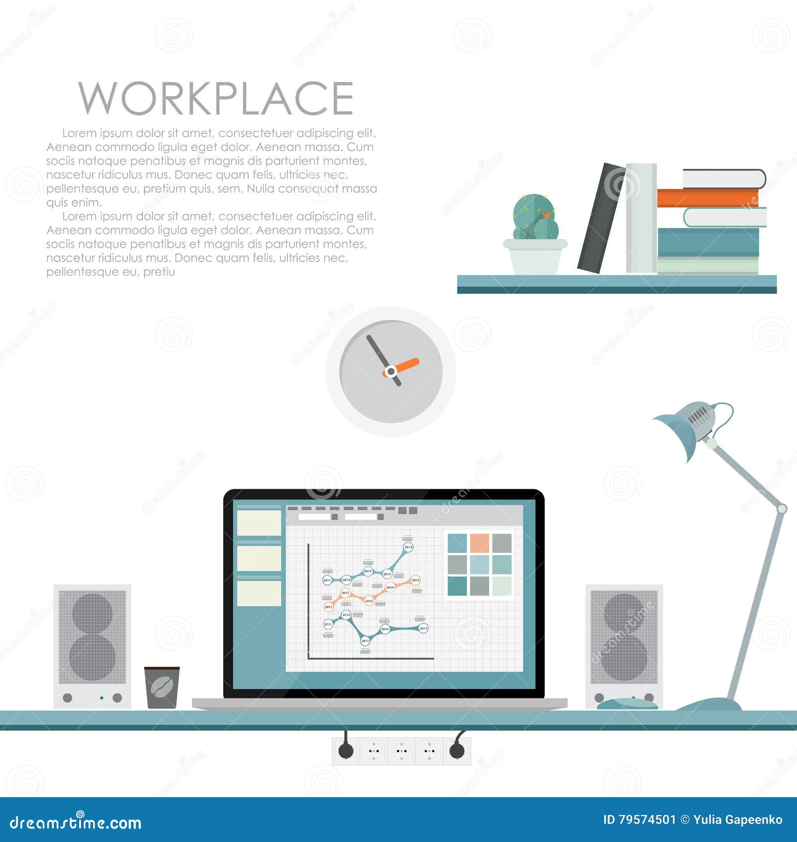 Modern Workplace. Vector Illustration Stock Vector - Illustration of ...