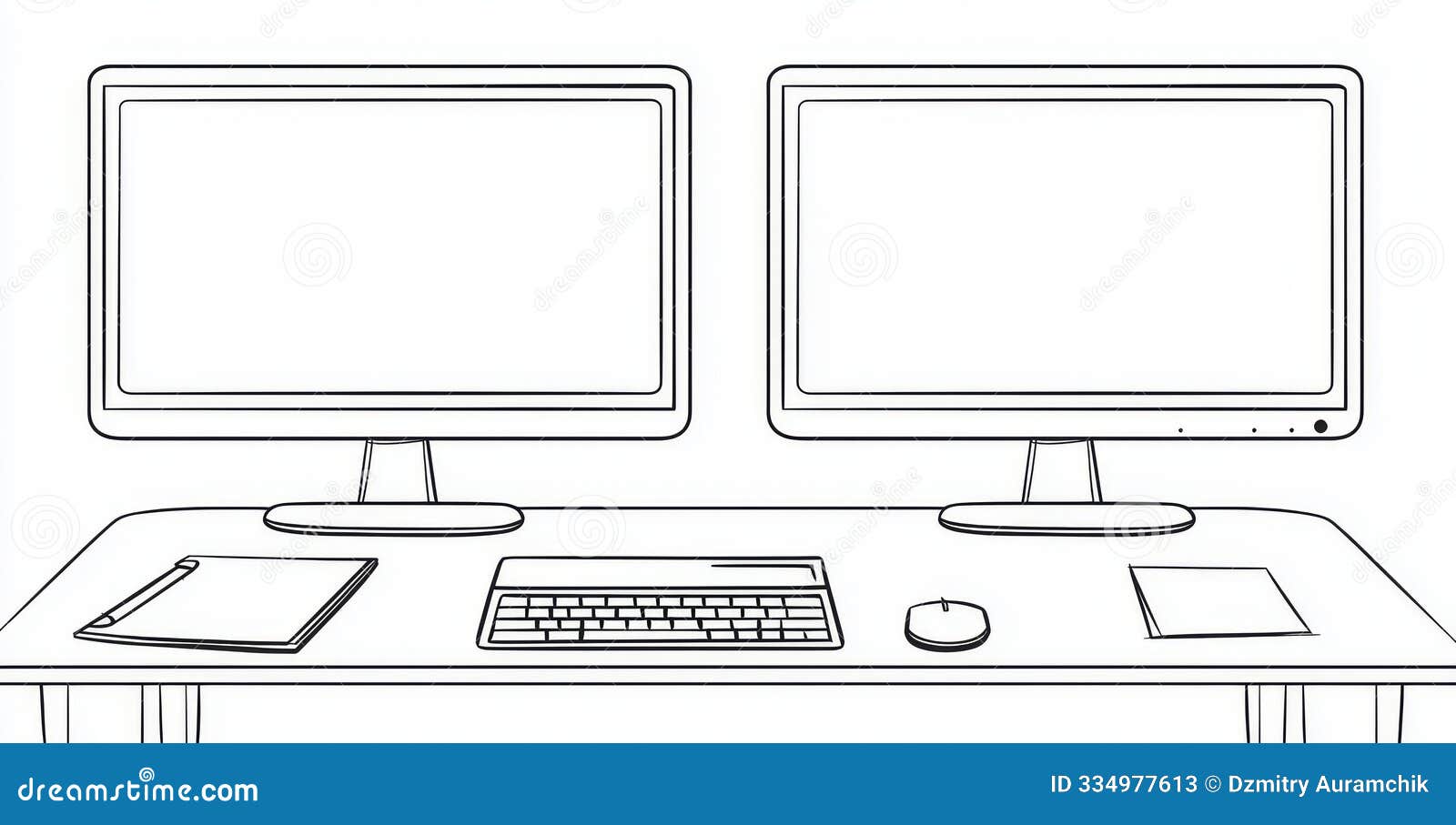 The Modern Workspace is Continuous with One Line Drawings Stock ...