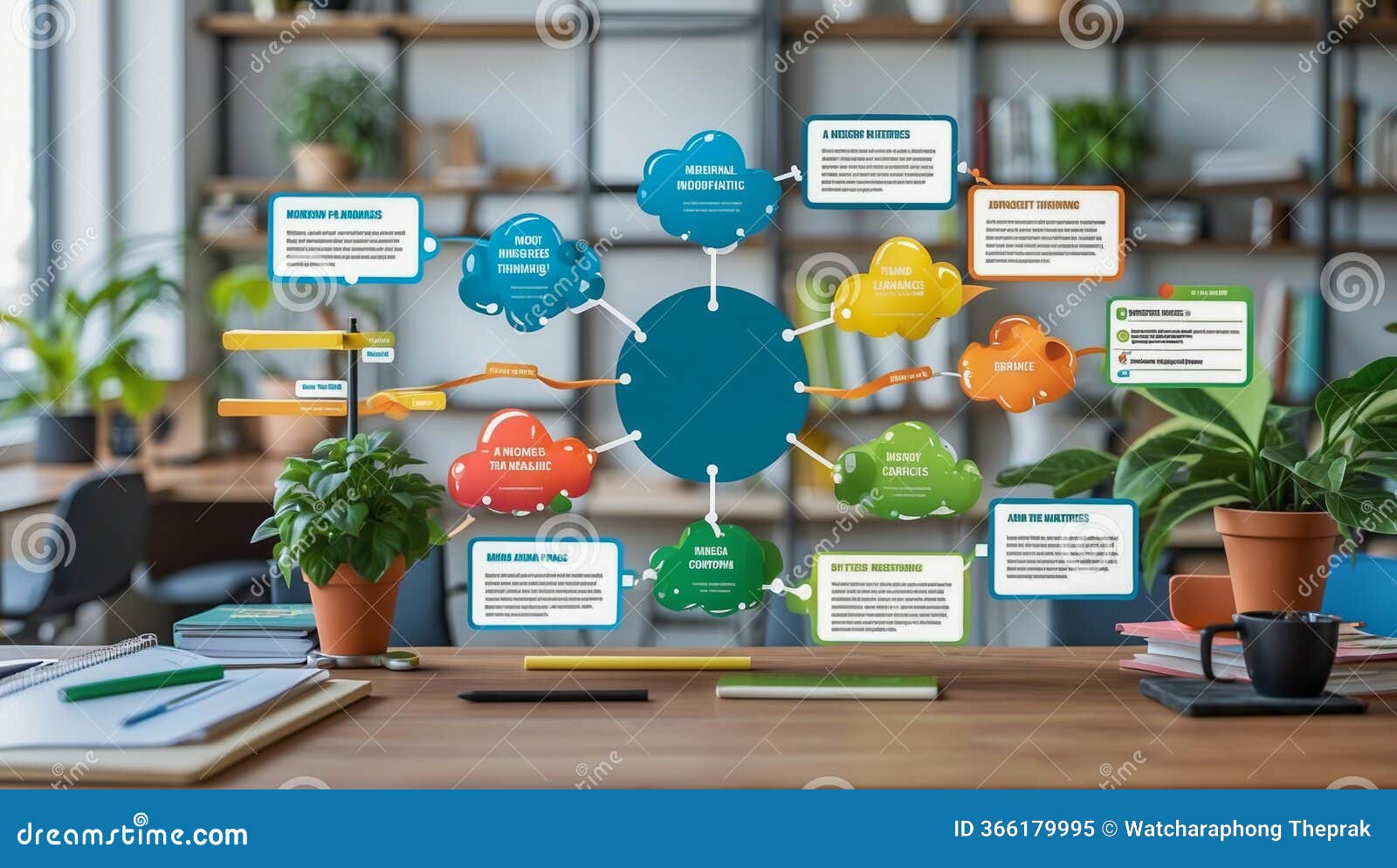 Infographic Mindmap Template For Business. 4 Steps Modern Mind Map ...