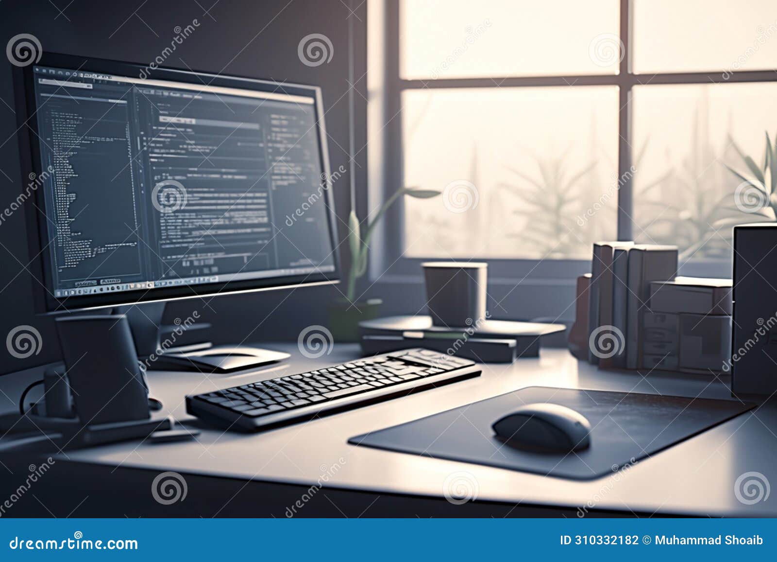 Modern Workspace Desktop Computer, Keyboard, and Mouse in Focus Stock ... Modern Workspace Desktop Computer, Keyboard, and Mouse in Focus Stock ...