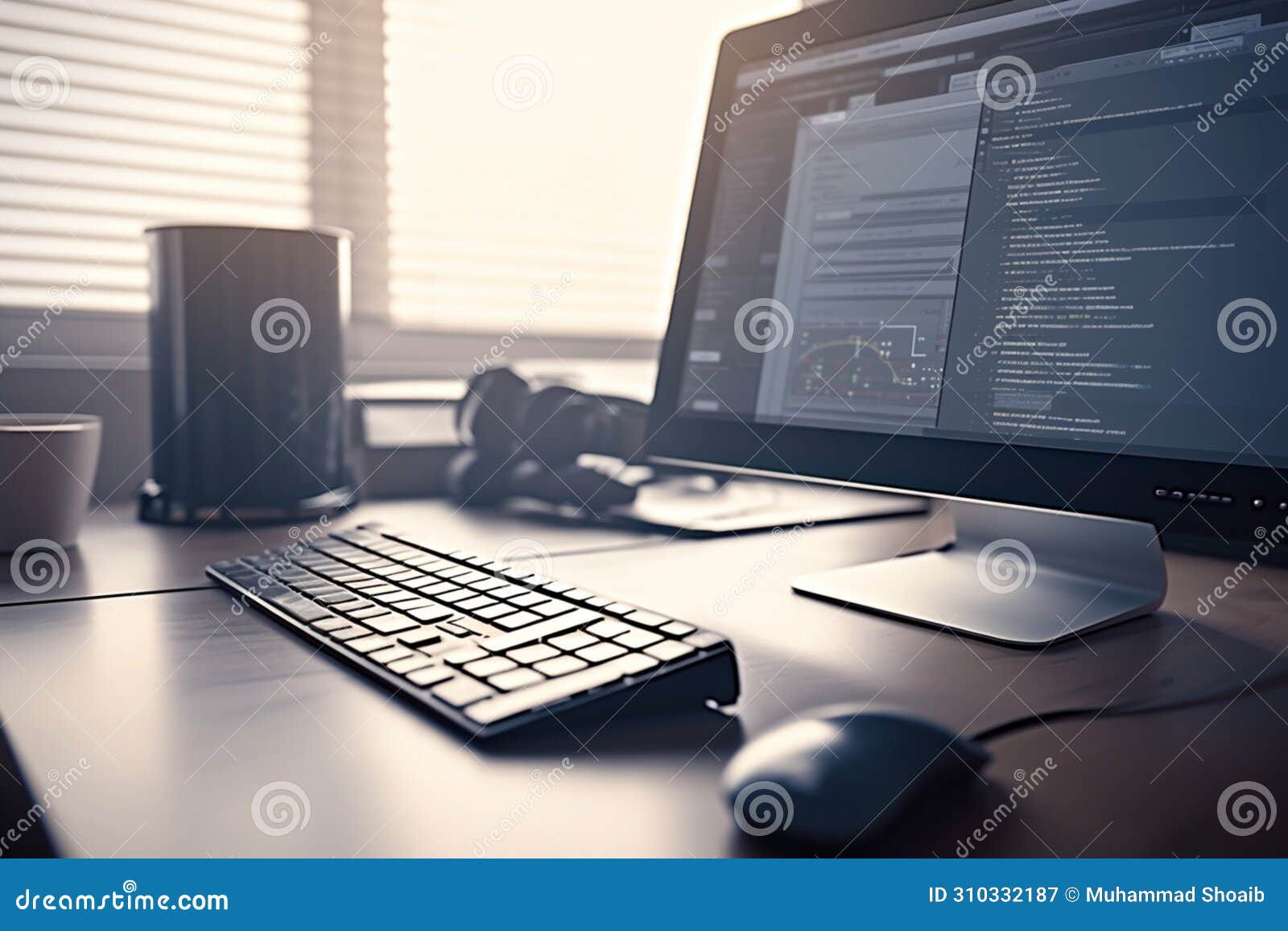 Modern Workspace Desktop Computer, Keyboard, and Mouse in Focus Stock ... Modern Workspace Desktop Computer, Keyboard, and Mouse in Focus Stock ...