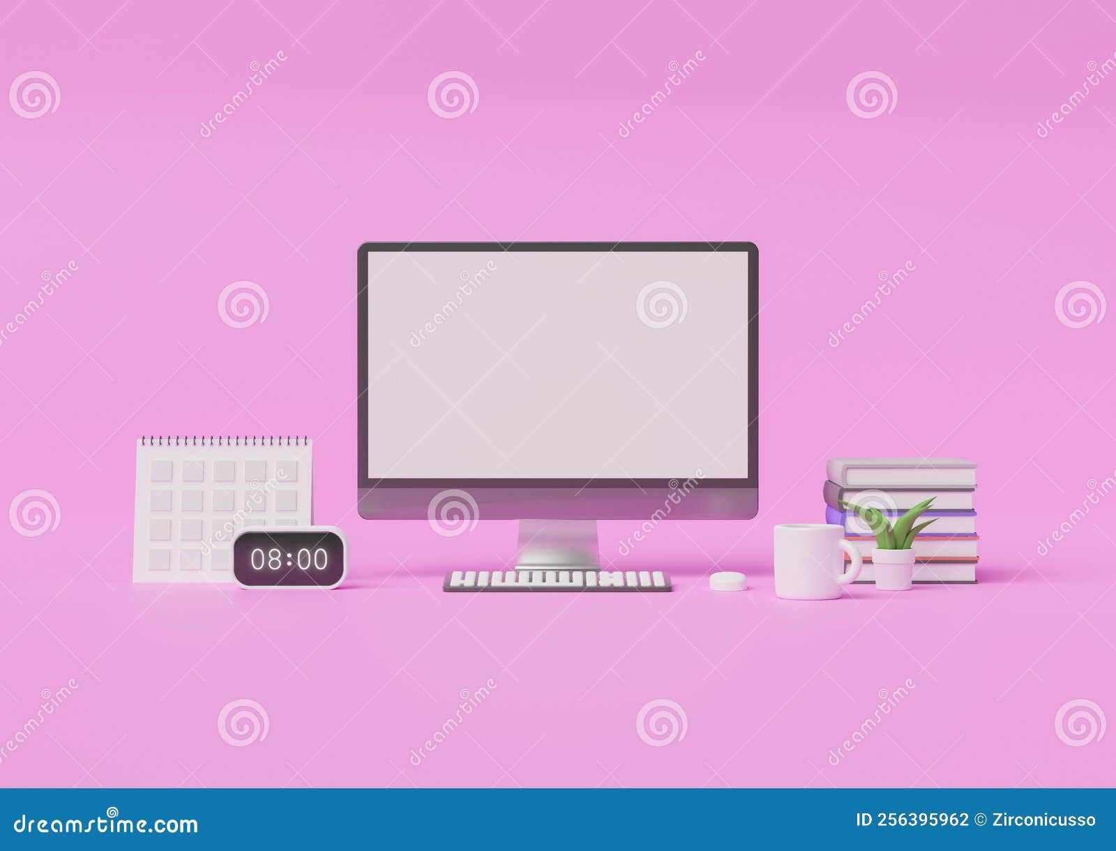 Modern workspace stock illustration. Illustration of computer - 256395962