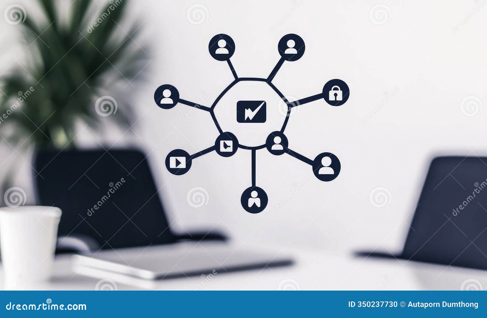 A Modern Workspace Featuring a Digital Network Diagram Symbolizing ...