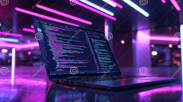 High-Tech Laptop with Code Snippets and Web Development Tools Stock ... High-Tech Laptop with Code Snippets and Web Development Tools Stock ...