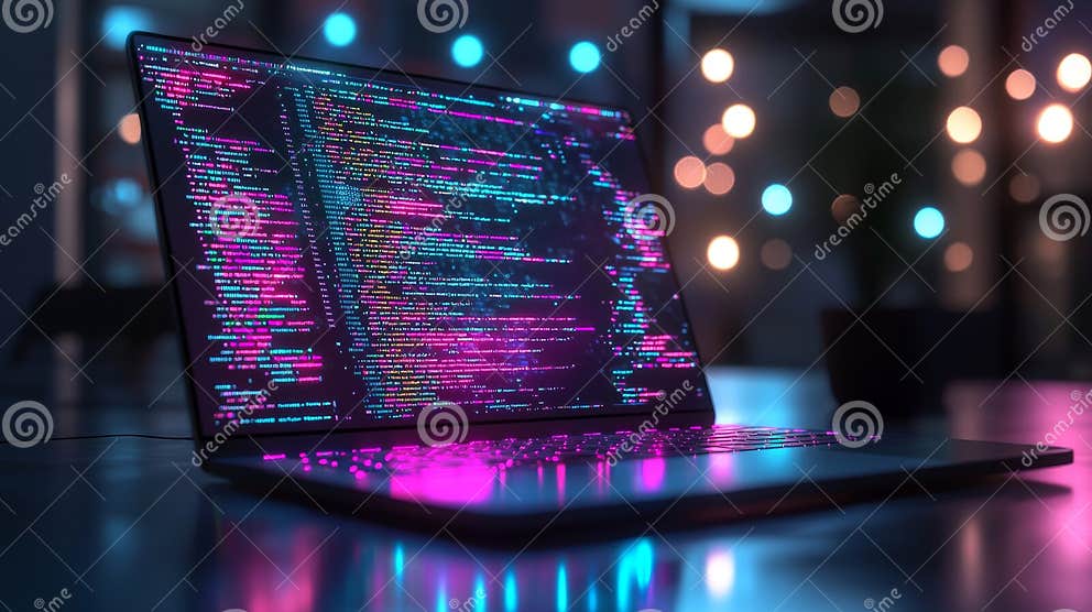 High-Tech Laptop with Code Snippets and Web Development Tools Stock ... High-Tech Laptop with Code Snippets and Web Development Tools Stock ...