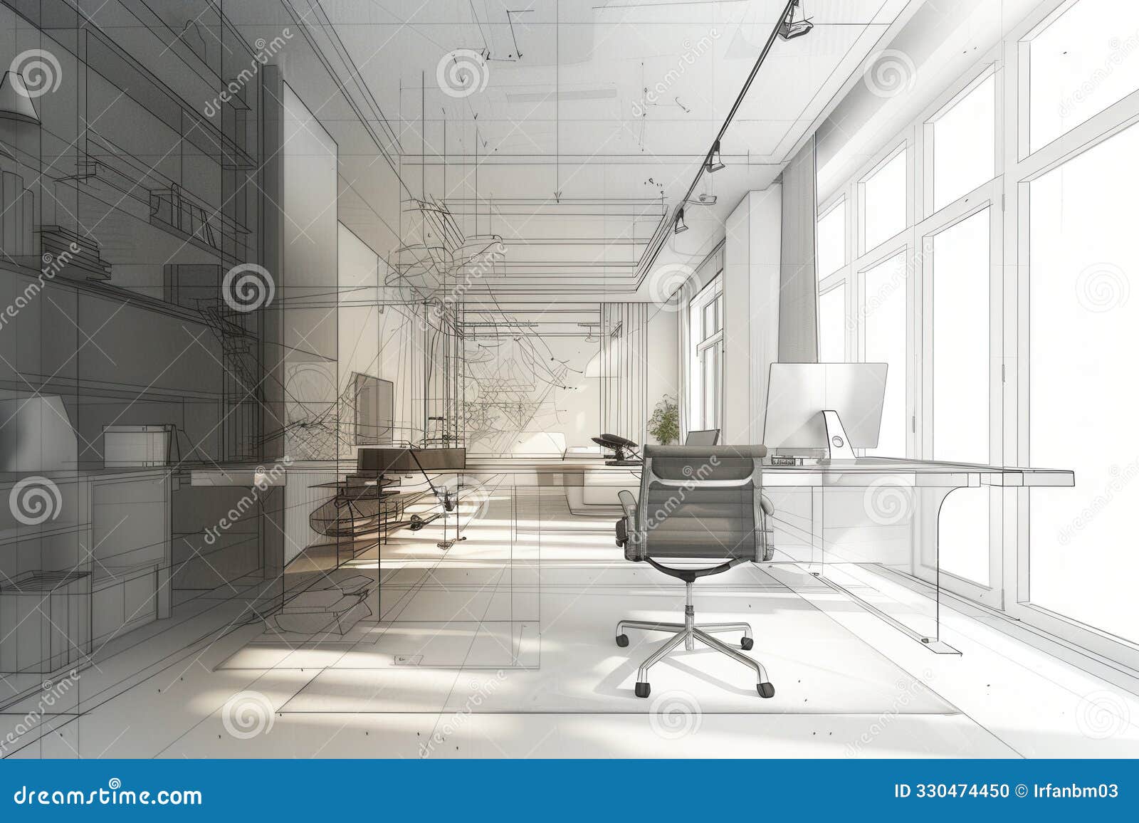 Modern Workspace. Interior Design and Drafting Table for Architecture ...