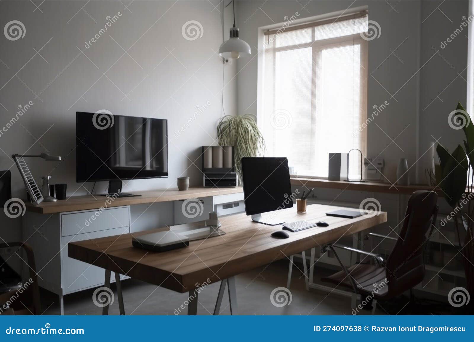 Modern Workspace with Minimalist Aesthetics, Representing a Peaceful ...