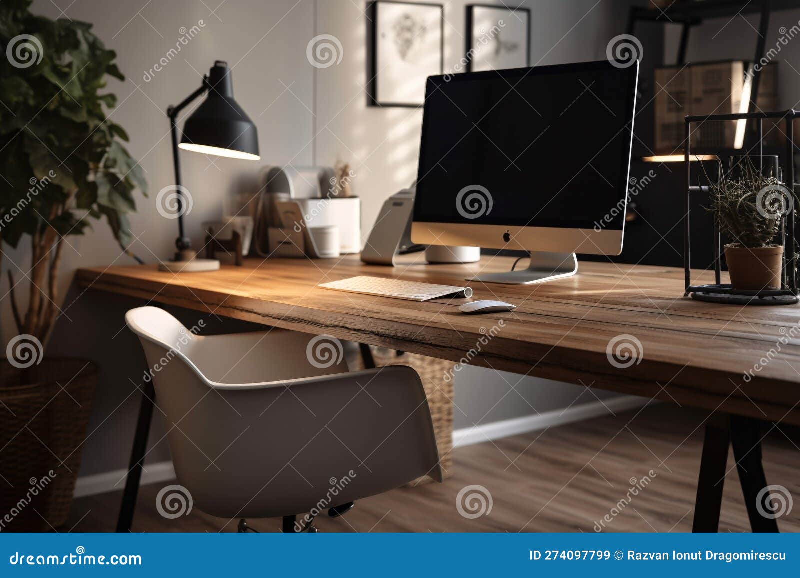 Modern Workspace with Minimalist Aesthetics, Representing a Peaceful ...