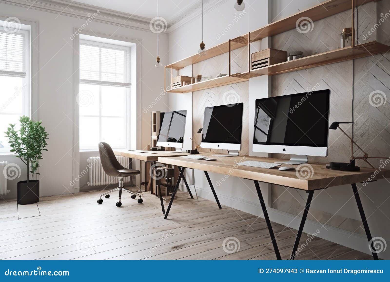 Modern Workspace with Minimalist Aesthetics, Representing a Peaceful ...