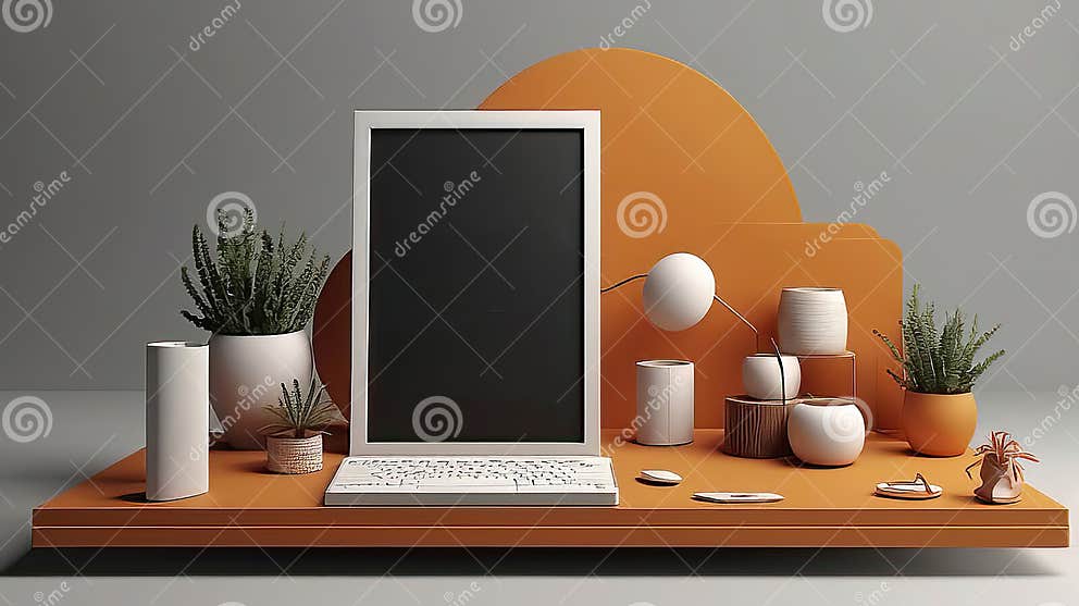Modern Workspace Prototype with Softness and Minimalist Design Stock ...