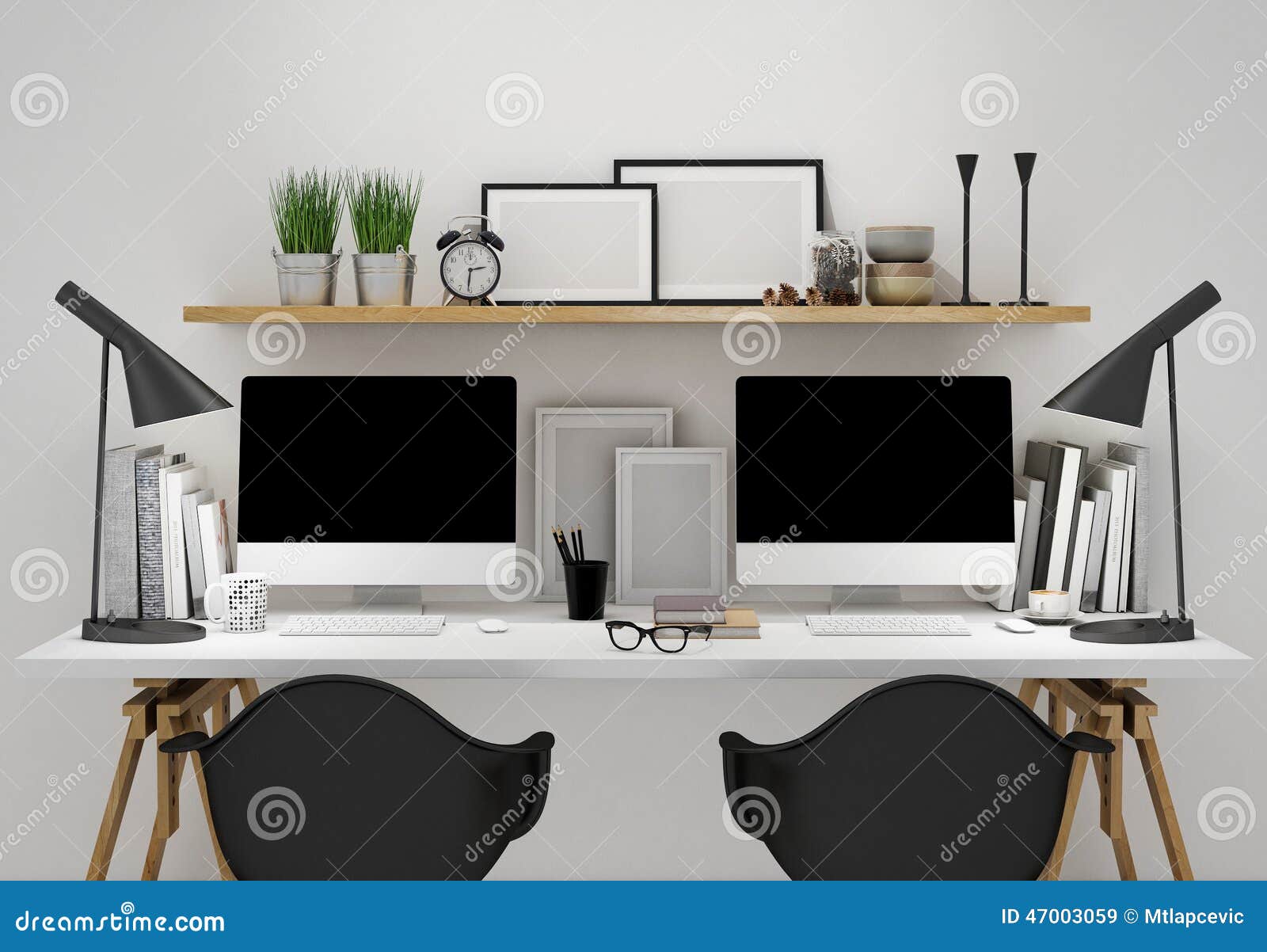 Modern Workspace for Two Template, Mock Up Background Stock ... Modern Workspace for Two Template, Mock Up Background Stock ...