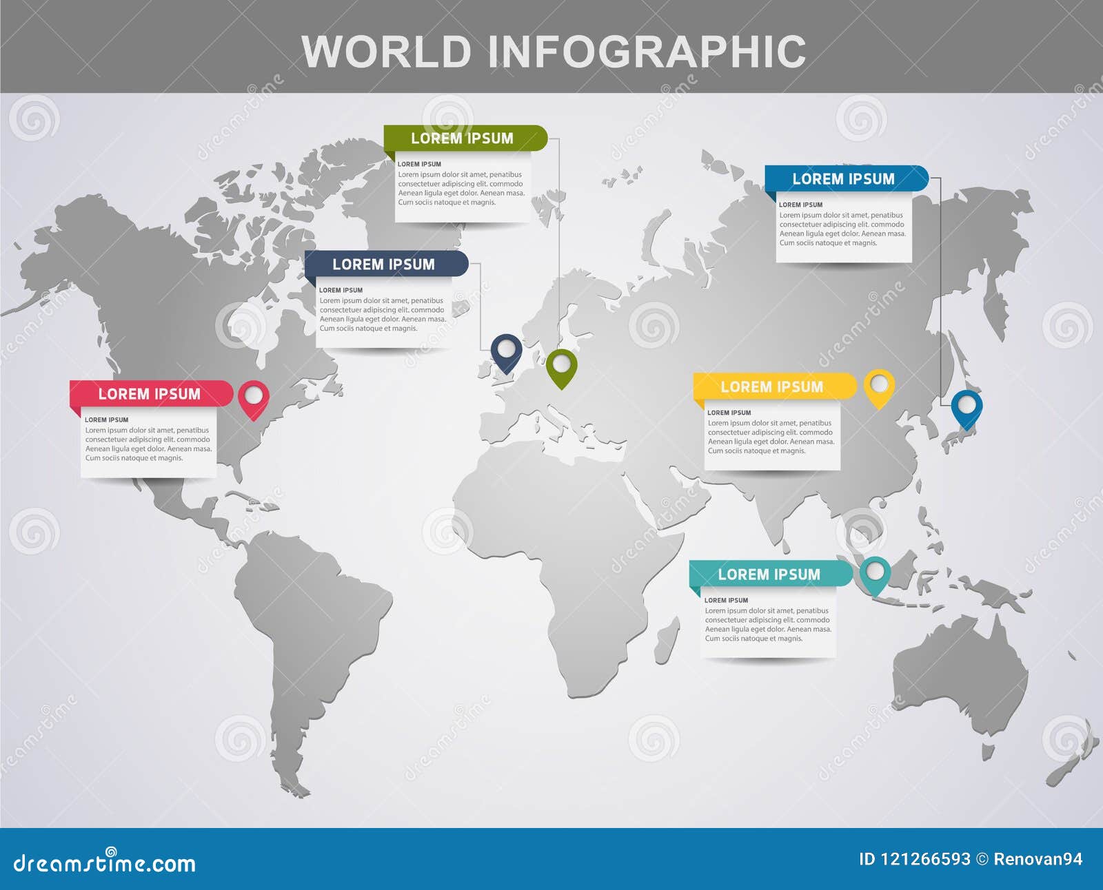 Modern World Map Connection Concept. Infographic Template Vector ...