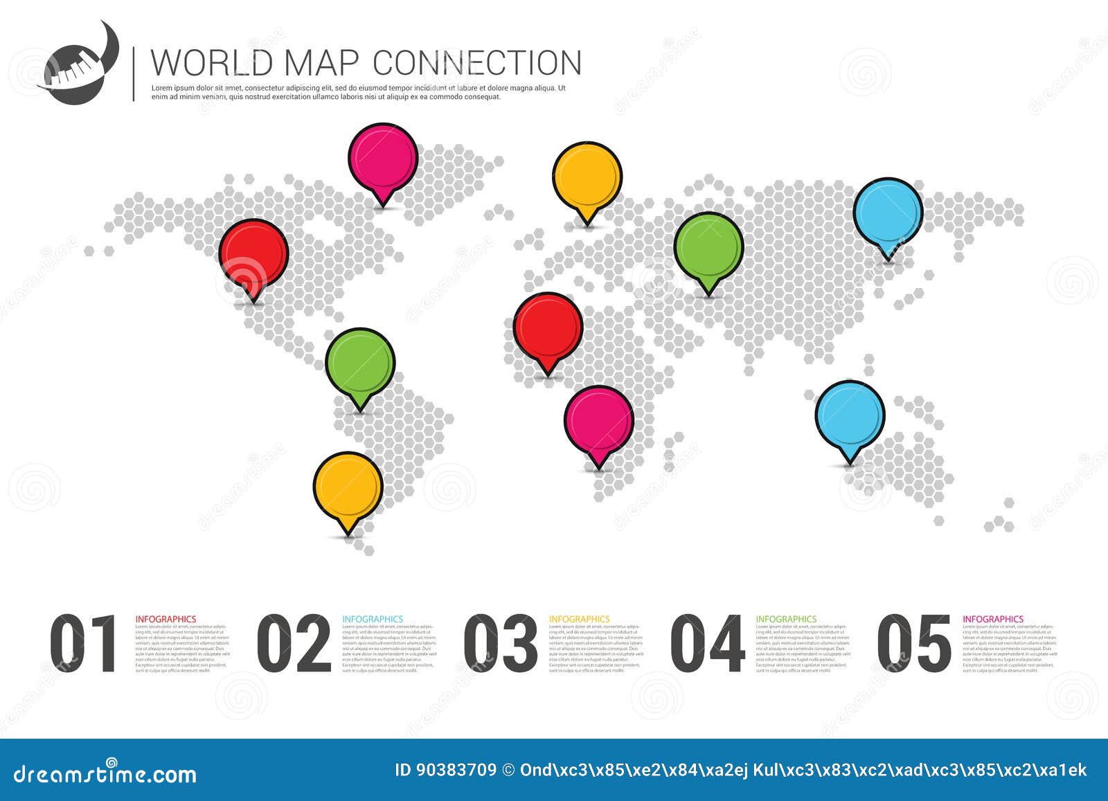 Modern World Map Connection Concept. Infographic Template Stock Vector ...