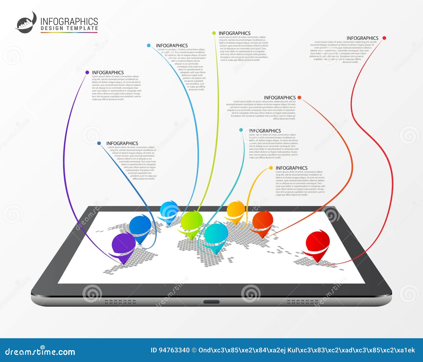 Modern World Map Connection Concept. Infographic Template Stock Vector ...