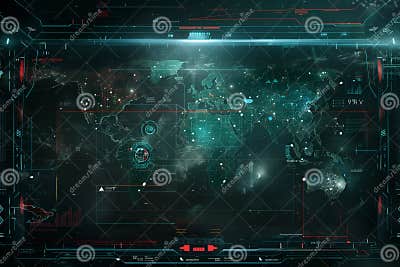 Modern World Map on Electronic Screen Display Stock Image - Image of ...