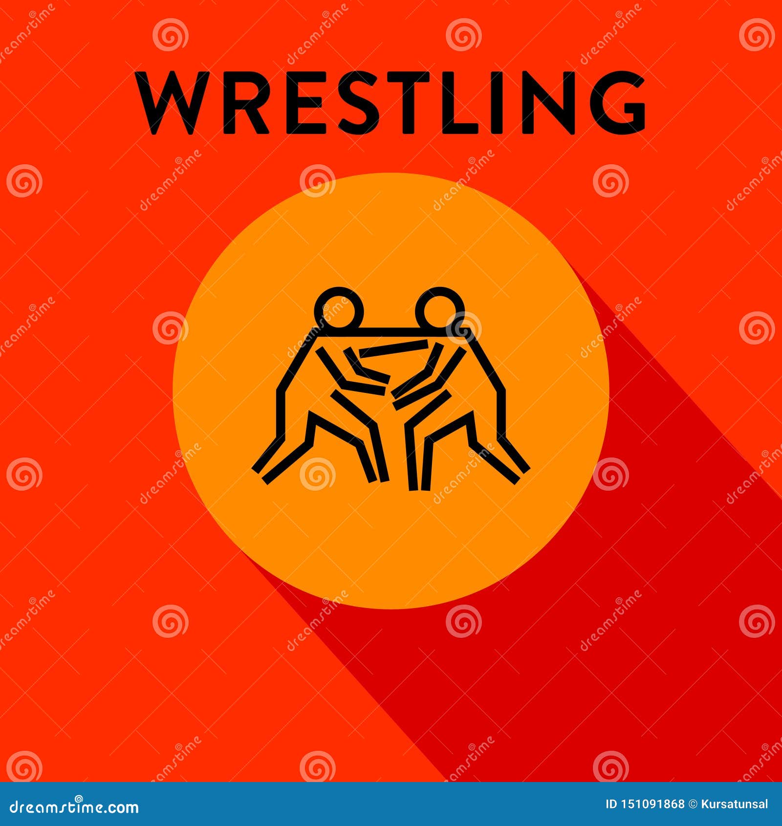 Modern Wrestling Icon with Linear Vector Stock Illustration ...