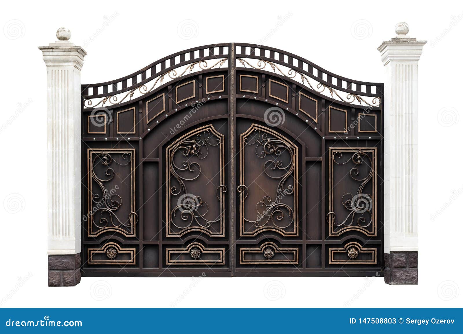 Modern wrought iron gates stock image. Image of metal - 147508803