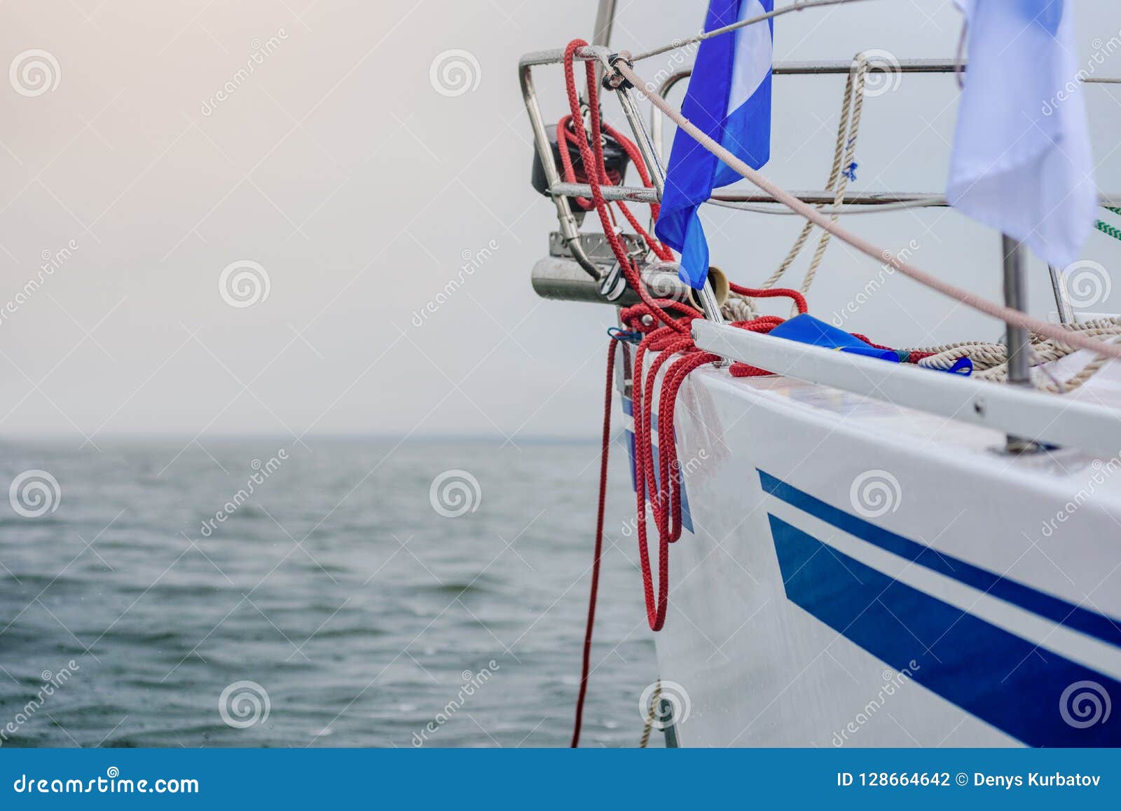 Modern yacht sailing stock photo. Image of outside, sail - 128664642