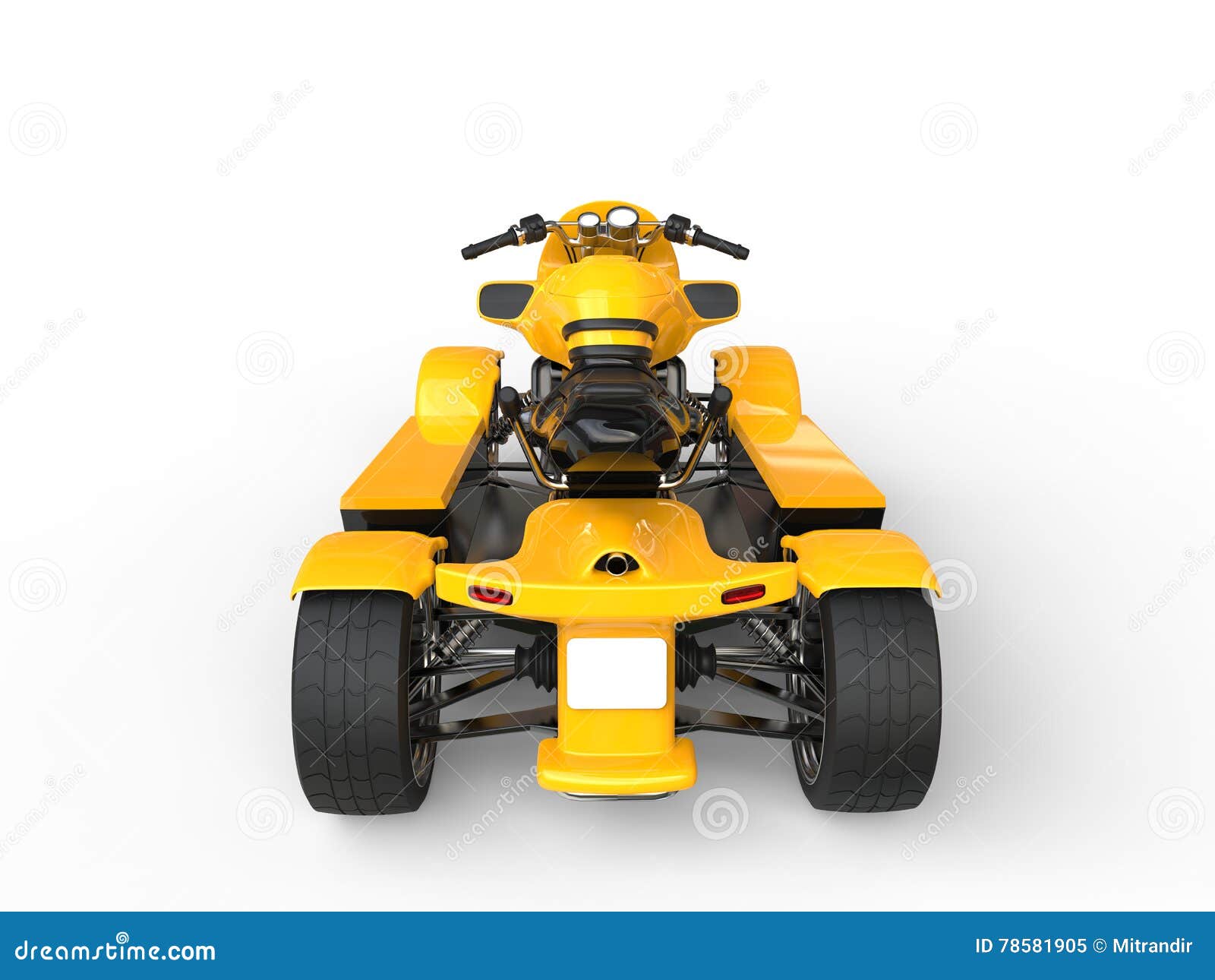 Modern Yellow ATV - Back View Stock Illustration - Illustration of ...