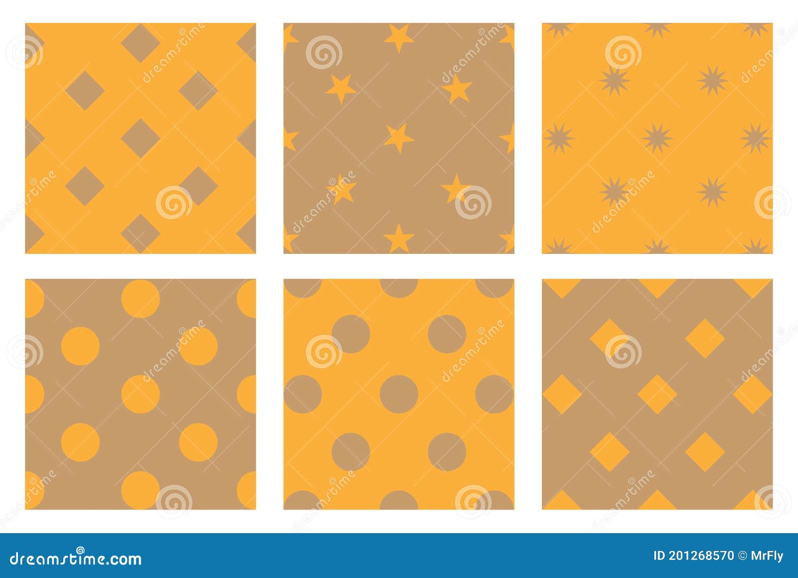 Modern Yellow Brown 6 Patterns Set, Vector Illustration Stock Vector ...
