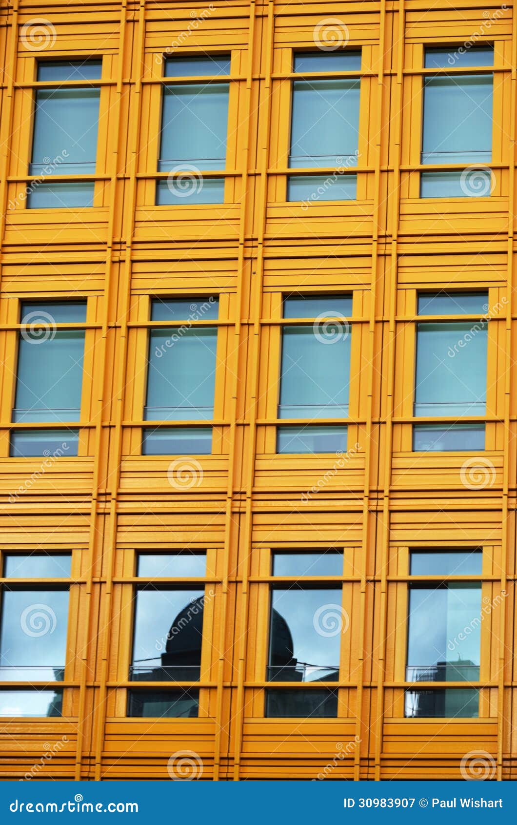 Modern Yellow Building and Windows Stock Image - Image of facade ...