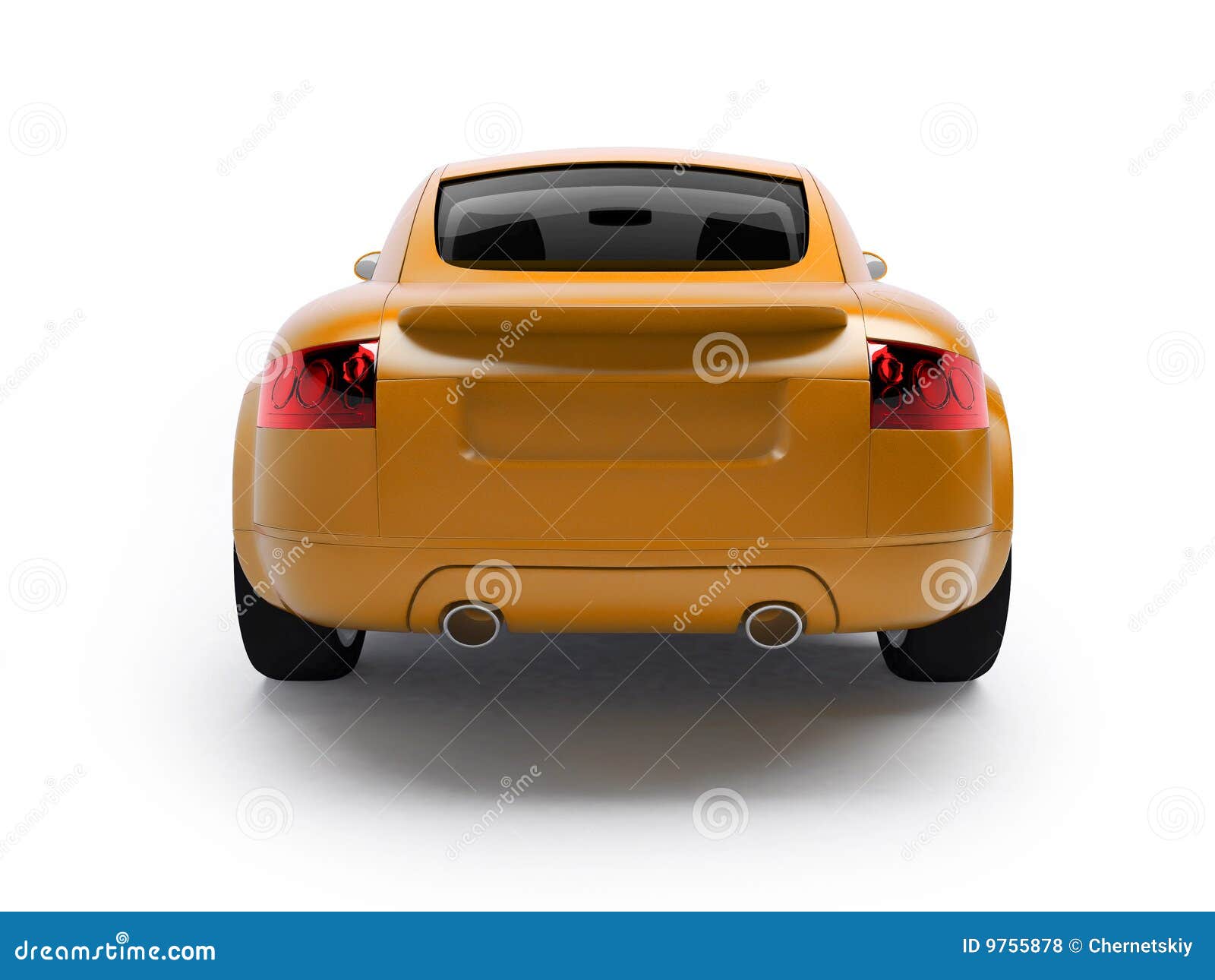 Modern Yellow Car Back View Stock Illustration - Illustration of ...