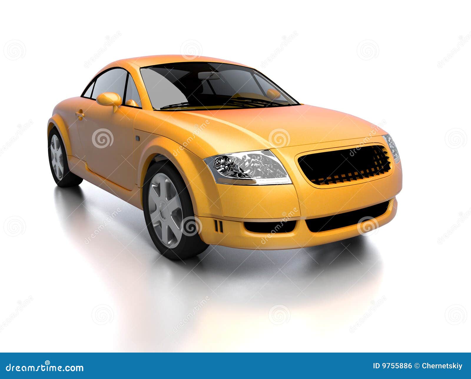 Modern Yellow Car Front View Stock Illustration - Illustration of ...